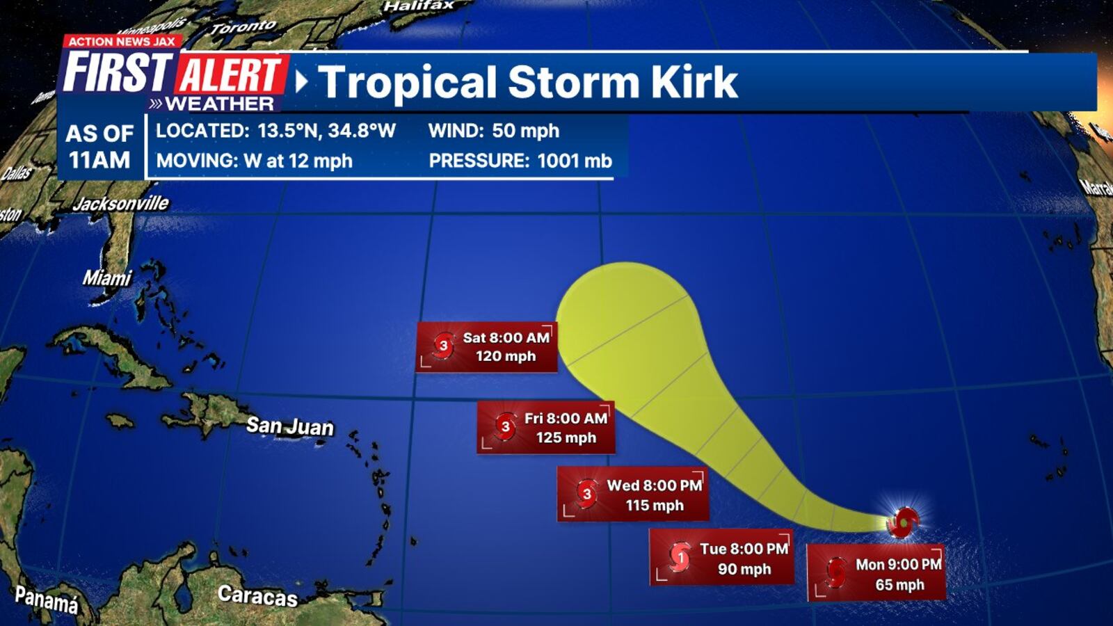Tropical Storm Kirk Forms In The East Atlantic Action News Jax
